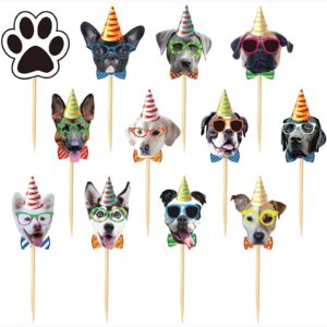 24 pcs dog face cupcake toppers dog cake topper puppy birthday garland pet theme party cake decorations supplies