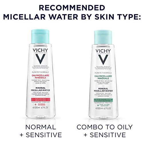 Vichy Pureté Thermale Mineral Micellar Cleansing Water, Makeup Remover & Facial Cleanser with Salicylic Acid for Combination to Oily Skin , 6.76 Fl. Oz