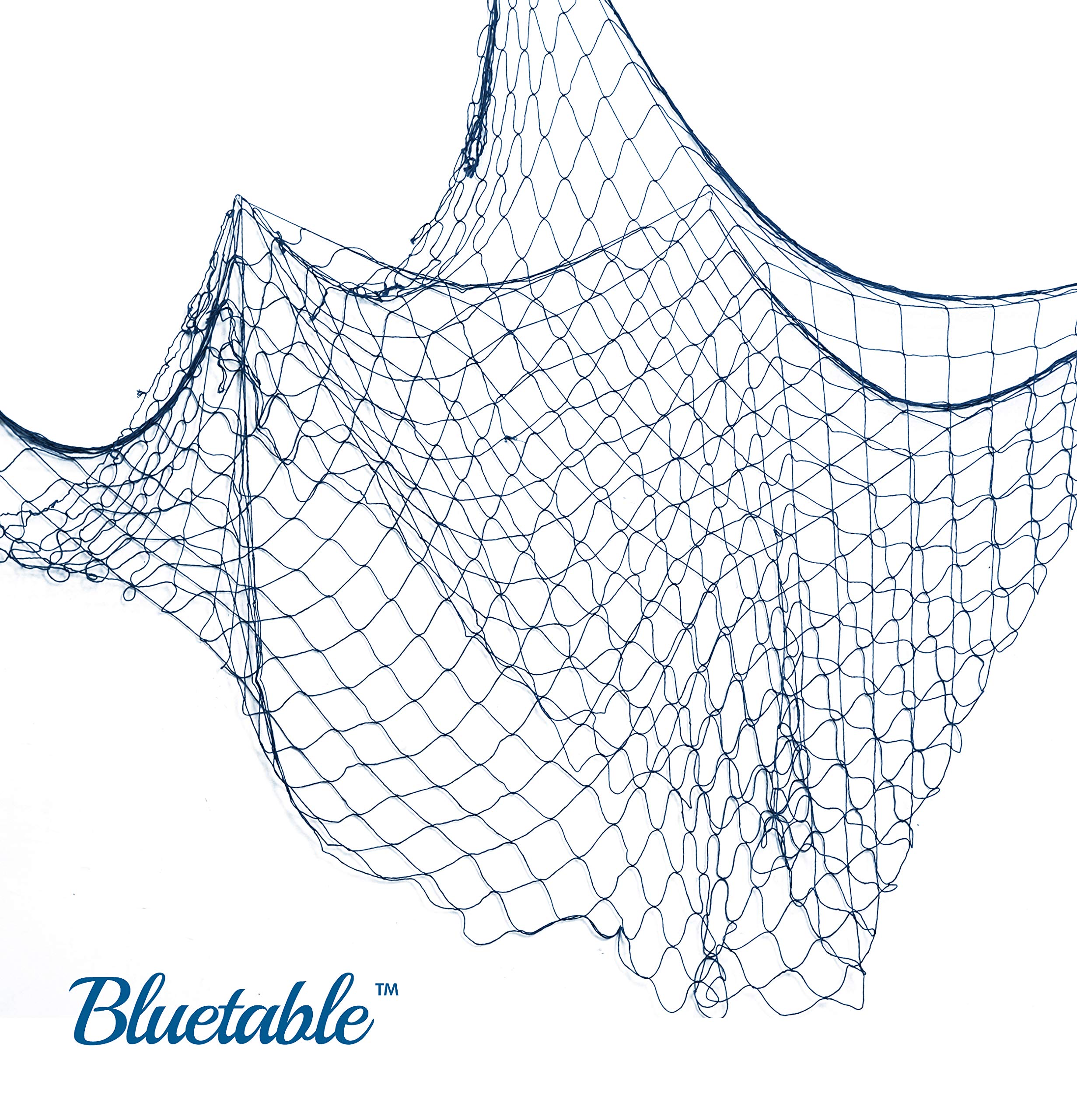 Fish Net Decoration Party Decor – Blue Cotton Netting 48” x 144” Inches. Fishnet for Nautical Theme, Pirate Party, Hawaiian Party, Underwater, Beach, Ocean & Mermaid Party.