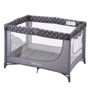 pamo babe lightweight playard, packable sturdy easy setup baby playard with mattress and carry bag(grey)