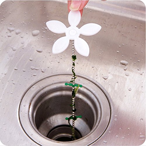 KRISMYA 10 Pcs Sink Strainer Bathtub Drain Hole Hair Cleaner Chain Hook,Drain Flower Hair Catcher for Bathtub and Kitchen