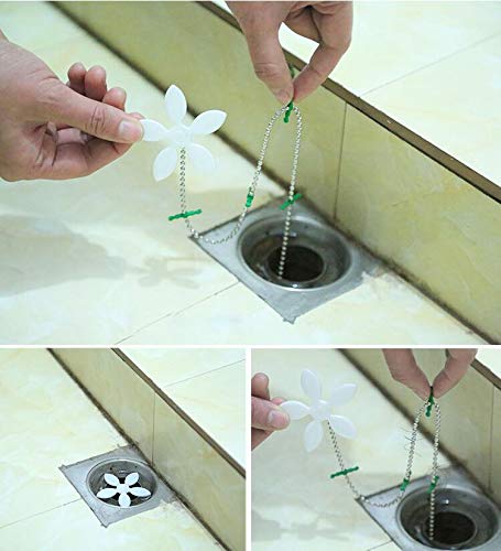 KRISMYA 10 Pcs Sink Strainer Bathtub Drain Hole Hair Cleaner Chain Hook,Drain Flower Hair Catcher for Bathtub and Kitchen