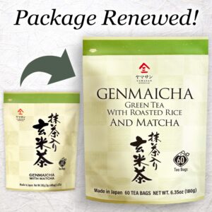 Genmaicha green tea with Matcha, roasted brown rice tea, Low caffeine, Japanese Tea, 3g×60 tea bags【YAMASAN】