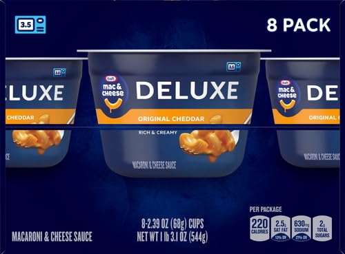 Kraft Deluxe Original Macaroni & Cheese Easy Microwavable Dinner (8 ct Box, 2.39 oz Cups)