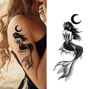 YAKAGO 13 Pieces Mermaid Temporary Tattoos For Women Girls Waterproof Fake Tattoo Stickers