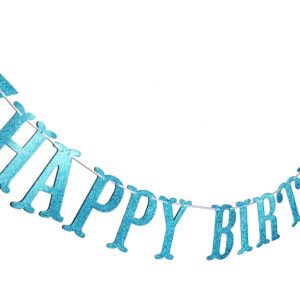 Shark Happy Birthday Banner and Shark Garlands, Ocean Beach Under The Sea Theme Party, Shark Party Supplies (Blue)