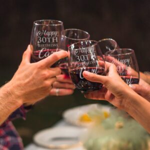 My Personal Memories, Custom Etched Happy 30th 40th 50th 60th Birthday Champagne Flute, Wine, Stemless, Pilsner Beer, Shot Glass (15 oz Stemless Wine Glass)