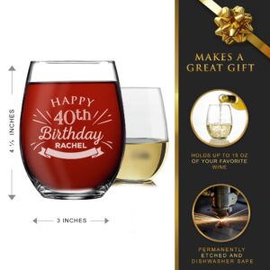 My Personal Memories, Custom Etched Happy 30th 40th 50th 60th Birthday Champagne Flute, Wine, Stemless, Pilsner Beer, Shot Glass (15 oz Stemless Wine Glass)