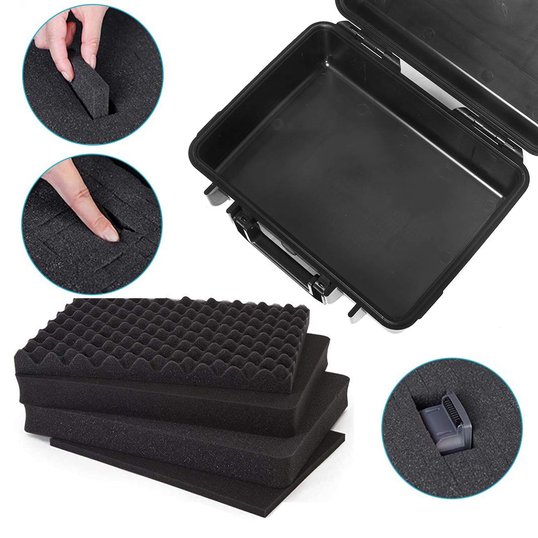 MOOCY 10" Small Hard Case with Foam Insert, 10.8 x 8.6 x 3.7 Inch - Watertight Padded Case Protect Pistol, Microphone, and Camera Equipment