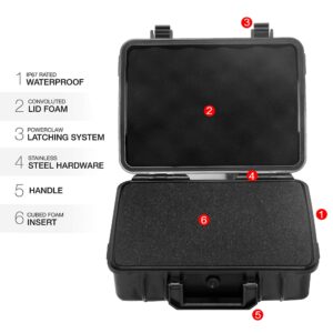 MOOCY 10" Small Hard Case with Foam Insert, 10.8 x 8.6 x 3.7 Inch - Watertight Padded Case Protect Pistol, Microphone, and Camera Equipment