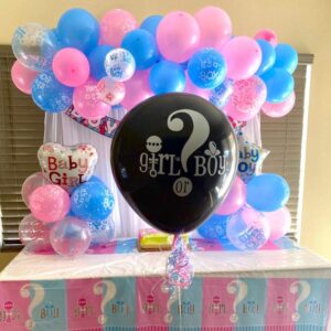 Gender Reveal Party Supplies - (200 Pieces) 36 Inch Reveal Balloon, Boy or Girl Banner, Mommy To Be Sash, Baby Shower Decorations, Foil Balloons and Boy Or Girl Balloons, Team Girl & Boy Stickers