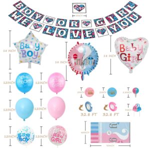 Gender Reveal Party Supplies - (200 Pieces) 36 Inch Reveal Balloon, Boy or Girl Banner, Mommy To Be Sash, Baby Shower Decorations, Foil Balloons and Boy Or Girl Balloons, Team Girl & Boy Stickers