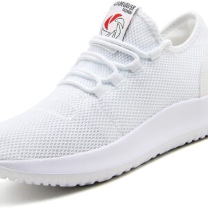 CAMVAVSR Men's Sport Shoes Non Slip Lightweight Breathable Mesh Soft Sole Run Walk Tennis Athletics Sneakers for Men White Size 13