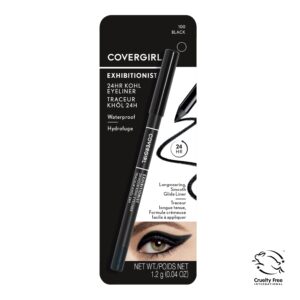 COVERGIRL Exhibitionist 24-Hour Kohl Eyeliner, Black, Gel Eyeliner, 0.04 Fl Oz,Black Eyeliner, Long Lasting Eyeliner, Gel Eyeliner Pencil, Glides On, Waterproof Eyeliner