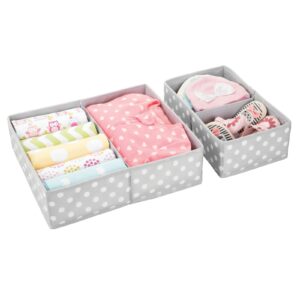 mDesign Fabric Drawer Organizer Bins, Kids/Baby Nursery Dresser, Closet, Shelf, Playroom Organization, Hold Clothes, Toys, Diapers, Blankets, Lido Collection, Set of 2, 2 Pack, Natural/Blue Stripe