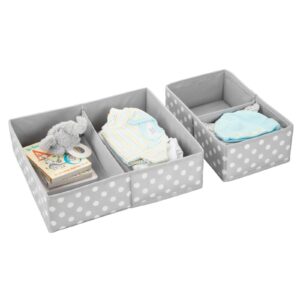 mDesign Fabric Drawer Organizer Bins, Kids/Baby Nursery Dresser, Closet, Shelf, Playroom Organization, Hold Clothes, Toys, Diapers, Blankets, Lido Collection, Set of 2, 2 Pack, Natural/Blue Stripe