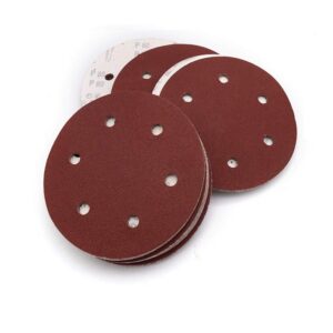 jiayouy 80 grit 9 inch 6 hole hook and loop sanding disc flocking sandpaper for random orbit sander 10pcs