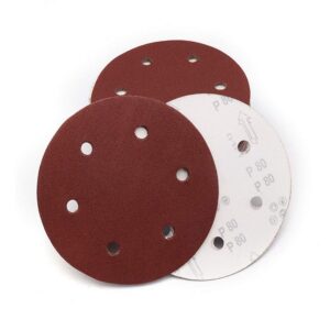 Jiayouy 80 Grit 9 Inch 6 Hole Hook and Loop Sanding Disc Flocking Sandpaper for Random Orbit Sander 10Pcs