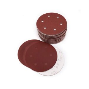 Jiayouy 80 Grit 9 Inch 6 Hole Hook and Loop Sanding Disc Flocking Sandpaper for Random Orbit Sander 10Pcs