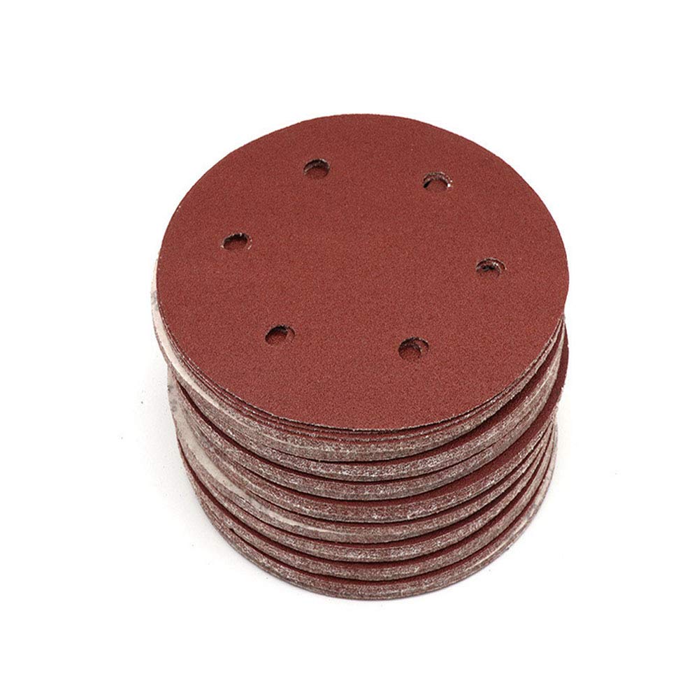 Jiayouy 80 Grit 9 Inch 6 Hole Hook and Loop Sanding Disc Flocking Sandpaper for Random Orbit Sander 10Pcs