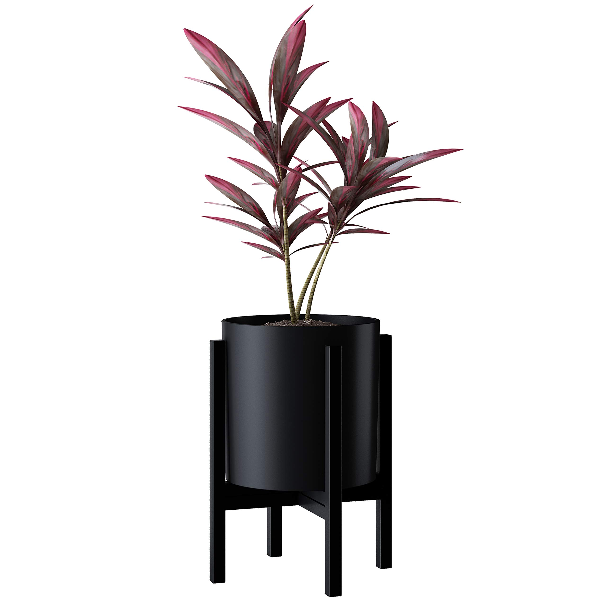 FaithLand Mid Century Plant Stand Indoor Outdoor (EXCLUDING 10" Plant Pot), Metal Planter Stand, Potted Plant Holder, Black, Hold Up to 10 Inch Planter - Fits Snake Plant - Upgraded Design.