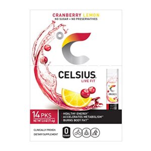 CELSIUS On-the-Go Powder Stick, Combo Pack of Dragonfruit Lime and Cranberry Lemon, 28 Piece Assortment