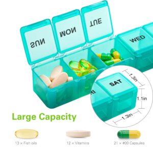 BUG HULL Pill Organizer Large 2 Pack, Extra Large Pill Organizer, Travel Pill Organizer, Weekly Pill Organizer, Large Pill Box, Pill Case, Medicine Organizer