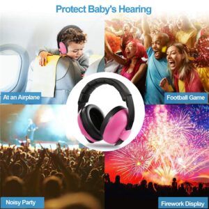 Baby Ear Protection Noise Cancelling Headphones, Comfortable and Adjustable Noise Reduction Earmuffs, Infants Hearing Safe Protect Headphone, for Concerts Fireworks, 0 - 5 Years Baby and Kids (rose)