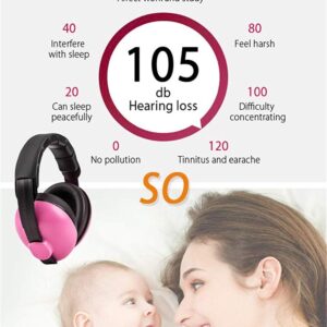 Baby Ear Protection Noise Cancelling Headphones, Comfortable and Adjustable Noise Reduction Earmuffs, Infants Hearing Safe Protect Headphone, for Concerts Fireworks, 0 - 5 Years Baby and Kids (rose)