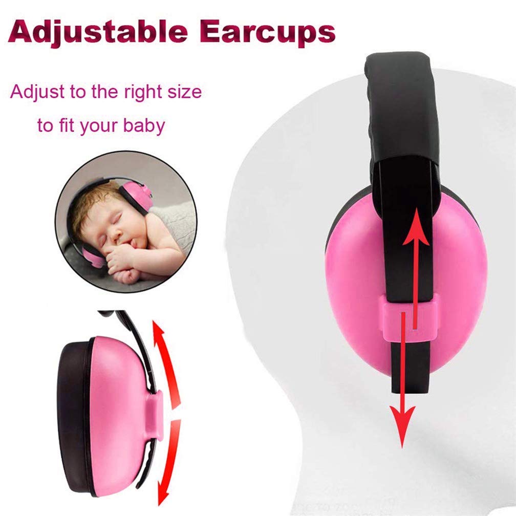 Baby Ear Protection Noise Cancelling Headphones, Comfortable and Adjustable Noise Reduction Earmuffs, Infants Hearing Safe Protect Headphone, for Concerts Fireworks, 0 - 5 Years Baby and Kids (rose)