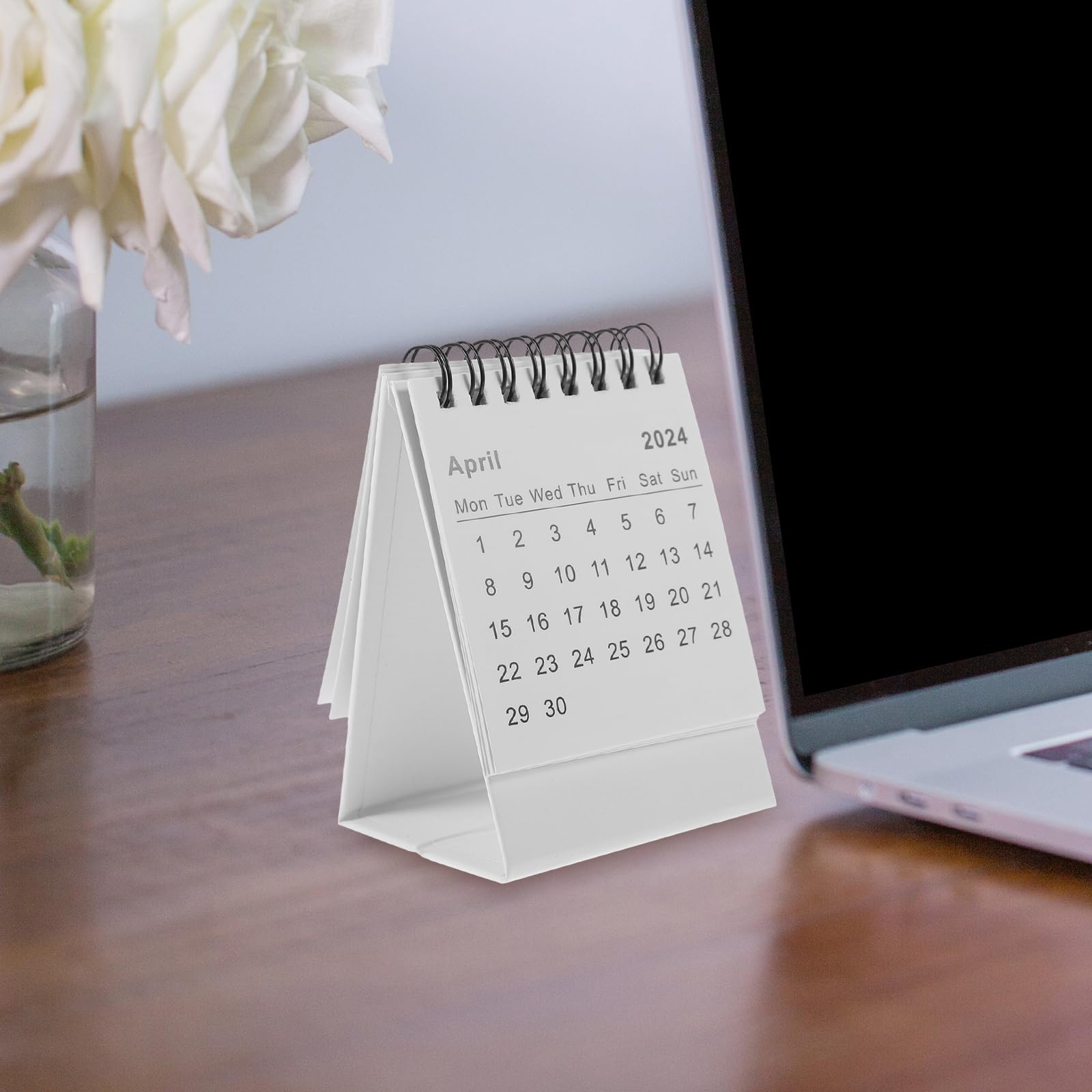 NUOBESTY Desktop Calendar 1Pc, 2024 Mini Stand Up Table Calendars Desk Coil DIY Memo Pad Yearly Agenda Organizer Schedule Planner for, Home, Office - White