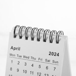 NUOBESTY Desktop Calendar 1Pc, 2024 Mini Stand Up Table Calendars Desk Coil DIY Memo Pad Yearly Agenda Organizer Schedule Planner for, Home, Office - White