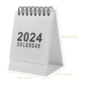 NUOBESTY Desktop Calendar 1Pc, 2024 Mini Stand Up Table Calendars Desk Coil DIY Memo Pad Yearly Agenda Organizer Schedule Planner for, Home, Office - White