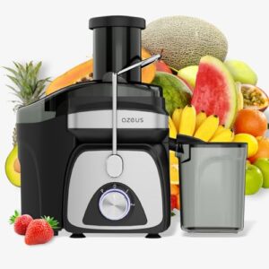 azeus centrifugal juicer machines, juice extractor with germany-made 163 chopping blades (titanium reinforced) & 2-layer centrifugal bowl, high juice yield, easy to clean, anti-drip,100% bpa-free