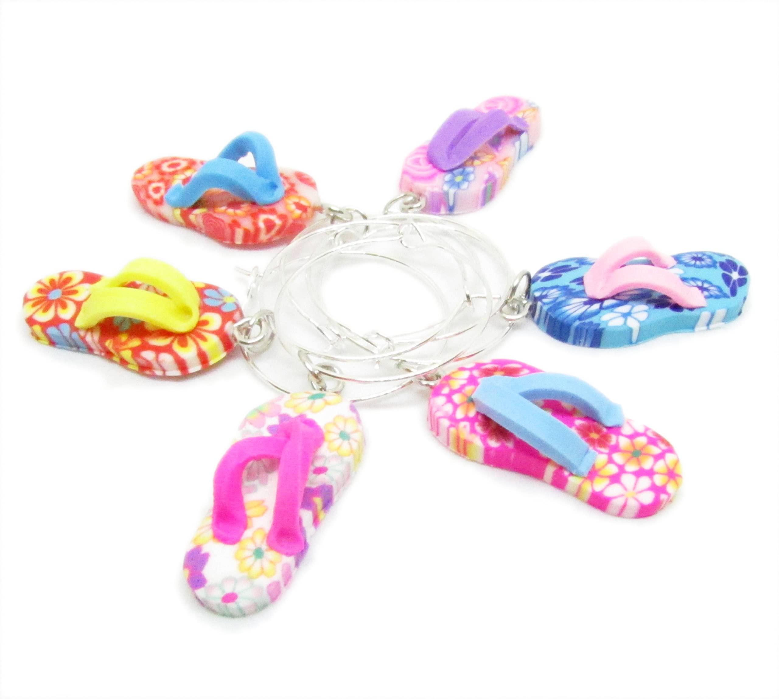 Flip Flop Wine Glass Charm Set - Beach Wine Accessories - Hostess Gift - Wine Party Favors - Wine Lover Gifts