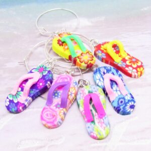 Flip Flop Wine Glass Charm Set - Beach Wine Accessories - Hostess Gift - Wine Party Favors - Wine Lover Gifts