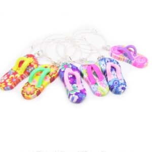 Flip Flop Wine Glass Charm Set - Beach Wine Accessories - Hostess Gift - Wine Party Favors - Wine Lover Gifts