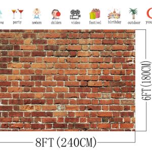 AIIKES 8x6FT Red Brick Wall Photography Backdrop Thin Vinyl Photo Backdrops Background Baby Birthday Party Wedding Graduation Home Decoration Photo Booth Studio Prop Banner 11-506