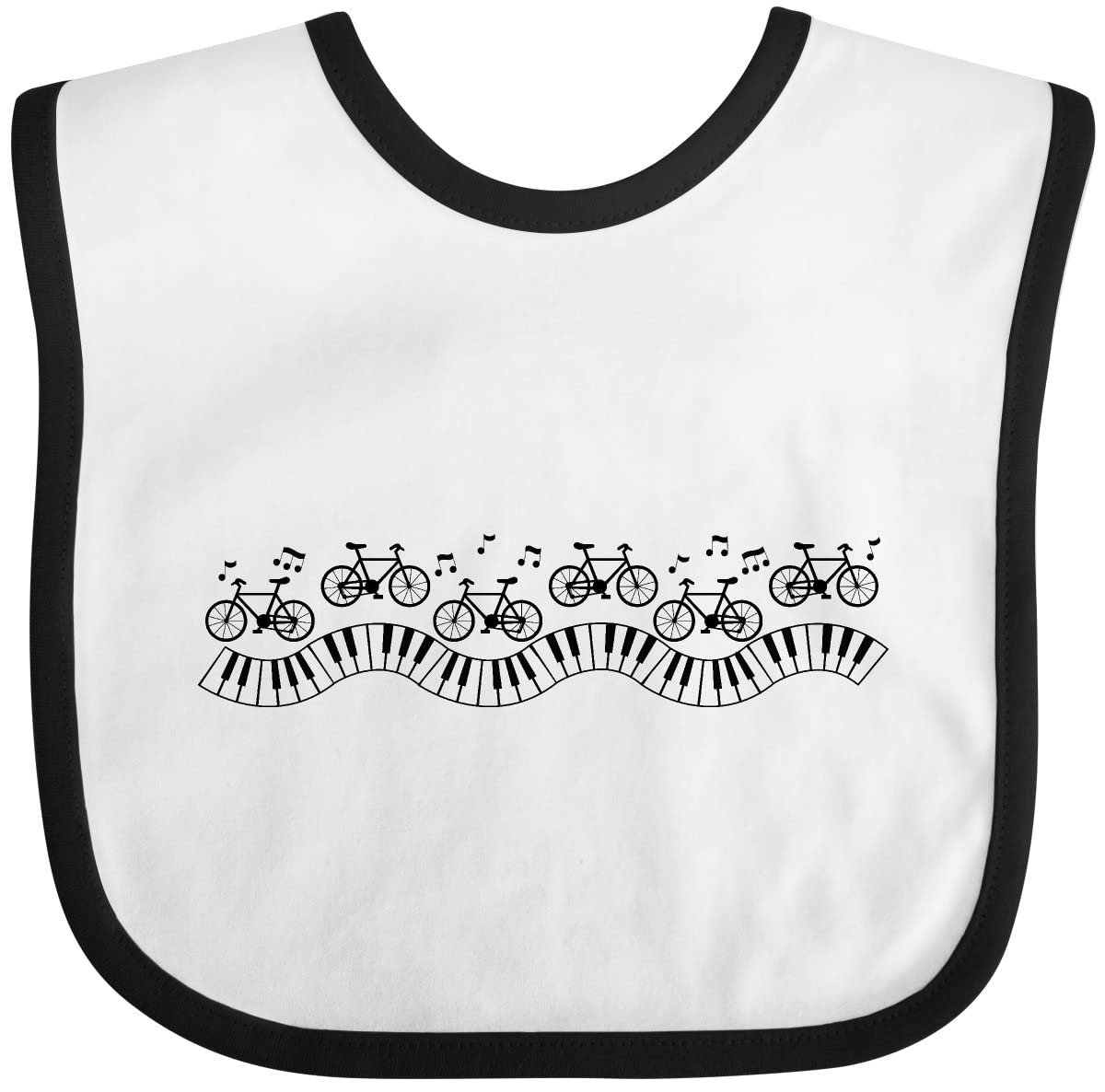 inktastic Musical Bicycles Baby Bib White and Black 36305