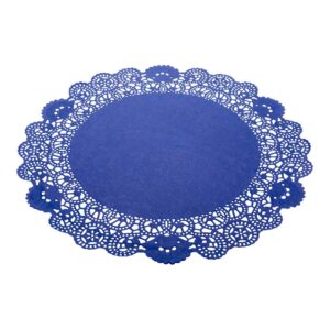 Restaurantware Pastry Tek 12 x 12 Inch Lace Doilies 100 Decorative Tableware Placemats - Disposable Round Navy Blue Paper Table Doilies For Birthdays Or Weddings Table Decor