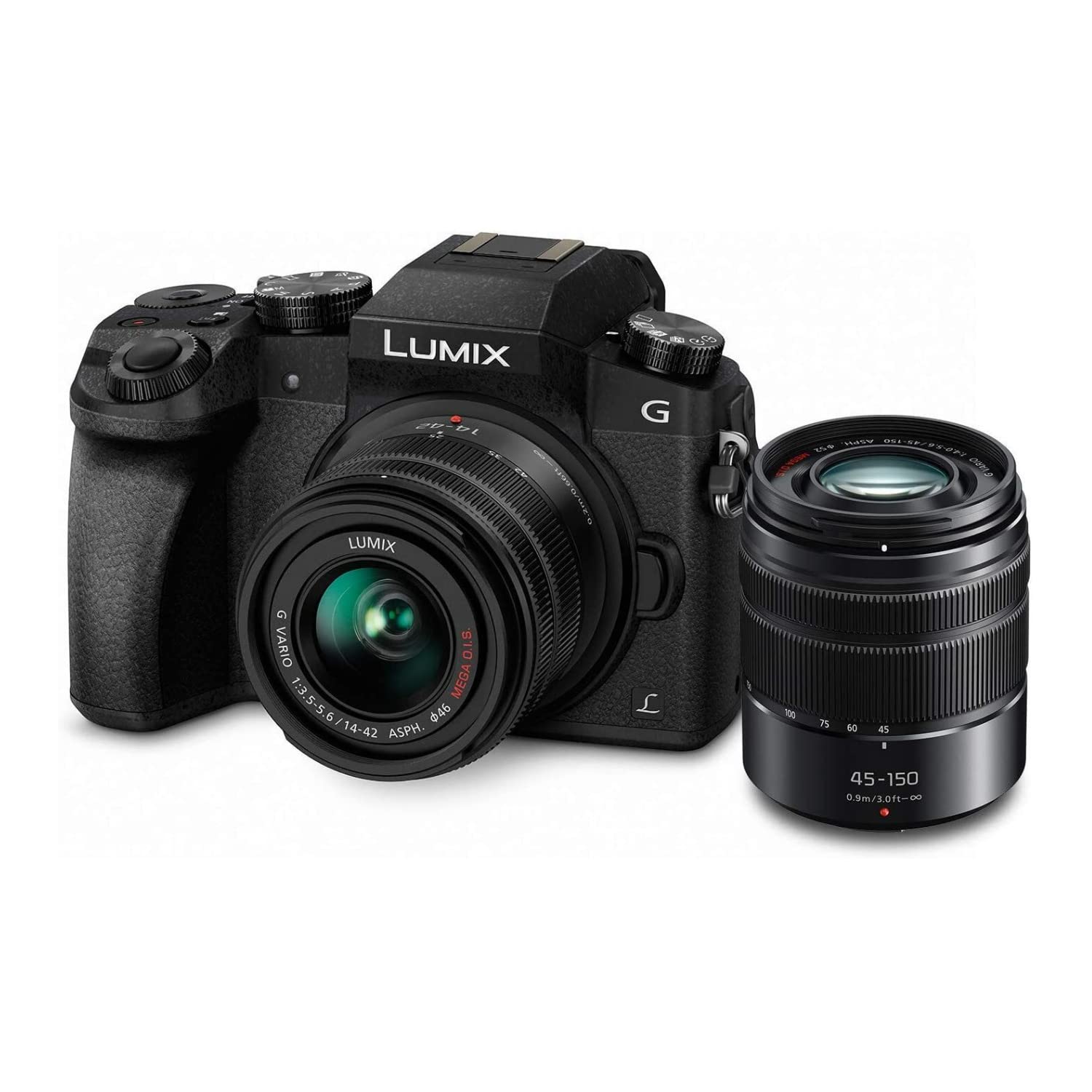 PANASONIC LUMIX G7 4K Digital Mirrorless Camera Bundle with LUMIX G Vario 14-42mm and 45-150mm Lenses, 16MP, 3-Inch Touch LCD, DMC-G7WK (Renewed)