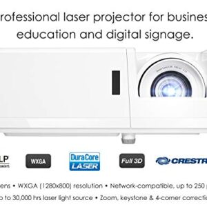 Optoma ZW403 WXGA Professional Laser Projector | DuraCore Laser Light Source Up To 30,000 Hours | Crestron Compatible | 4K HDR Input | High Bright 4500 lumens | 2 Year Warranty, White