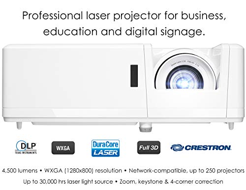 Optoma ZW403 WXGA Professional Laser Projector | DuraCore Laser Light Source Up To 30,000 Hours | Crestron Compatible | 4K HDR Input | High Bright 4500 lumens | 2 Year Warranty, White