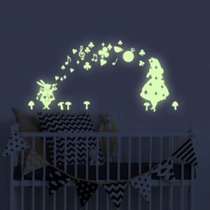 fairy girl glow in the dark wall stickers, benbo stars pvc vinyl luminous wall decals diy wall stickers for home decor mural decor girls kids nursery room decoration