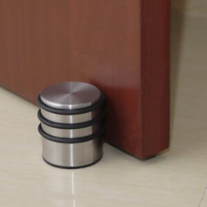 kinjoek door stopper, heavy duty stainless steel door stop no need to drill, surrounded with protective rubber bands anti-slip door wedge for office, home, garage, laundry door