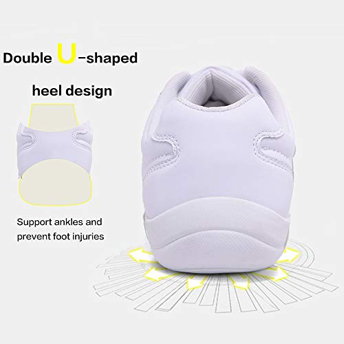 CADIDL Mfreely Cheer Shoes for Women White Cheerleading Athletic Dance Shoes Flats Tennis Walking Sneakers for Girls White 7 B (M) US