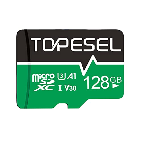 TOPESEL 128GB Micro SD Card Memory Cards A1 V30 U3 Class 10 Speed up to 90m/s Micro SDXC UHS-I TF Cards for Camera/Drone/Dash Cam (1 Pack U3 128GB)