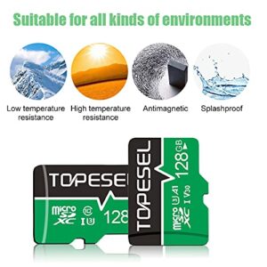 TOPESEL 128GB Micro SD Card Memory Cards A1 V30 U3 Class 10 Speed up to 90m/s Micro SDXC UHS-I TF Cards for Camera/Drone/Dash Cam (1 Pack U3 128GB)