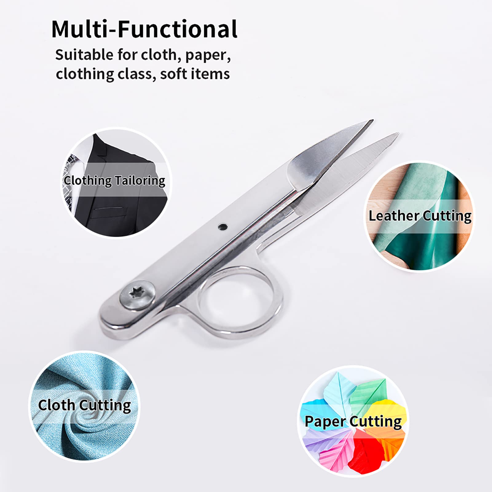 Newness Thread Snips, Sewing Snips with Protective Plastic Sleeve, Mini Small Snippers Shears Trimming Nipper Clipper for Variety of Material, Fishing Line, Fabric, DIY, Yarn Scissors, 4.72 Inch Long