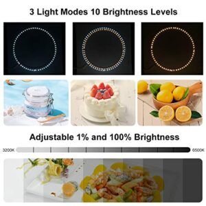 PULUZ 30cm Ring Light Photo Studio Light Box, Adjustable Portable Photography Shooting Light Tent Kit with White/Warm/Soft Lighting 128pcs LED Lights + 6 Backdrops for Product Display